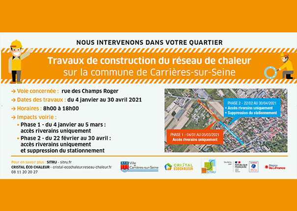 Rue des Champs Roger : travaux de raccordement au réseau de chaleur ...